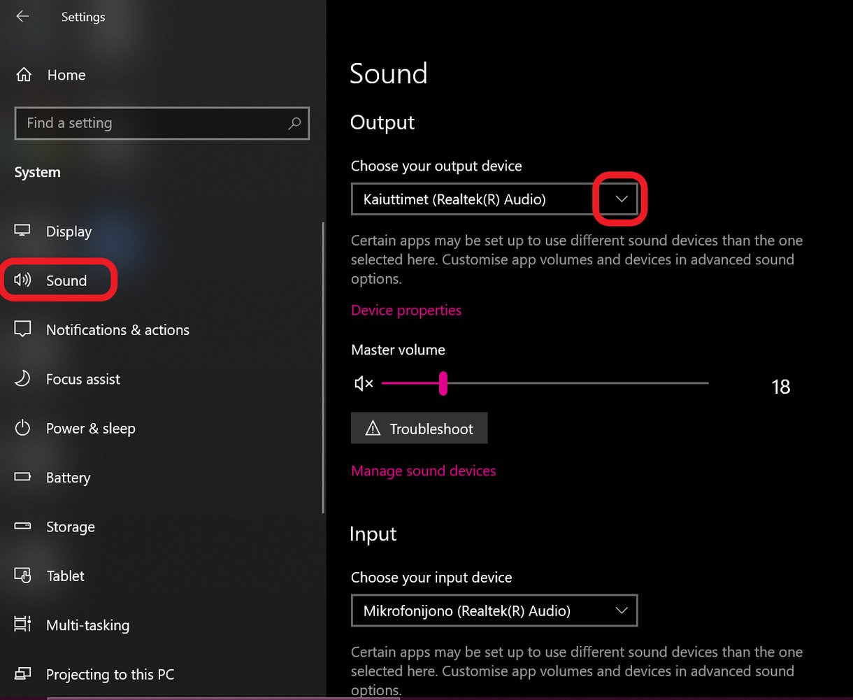 Troubleshooting steps for Audio Settings